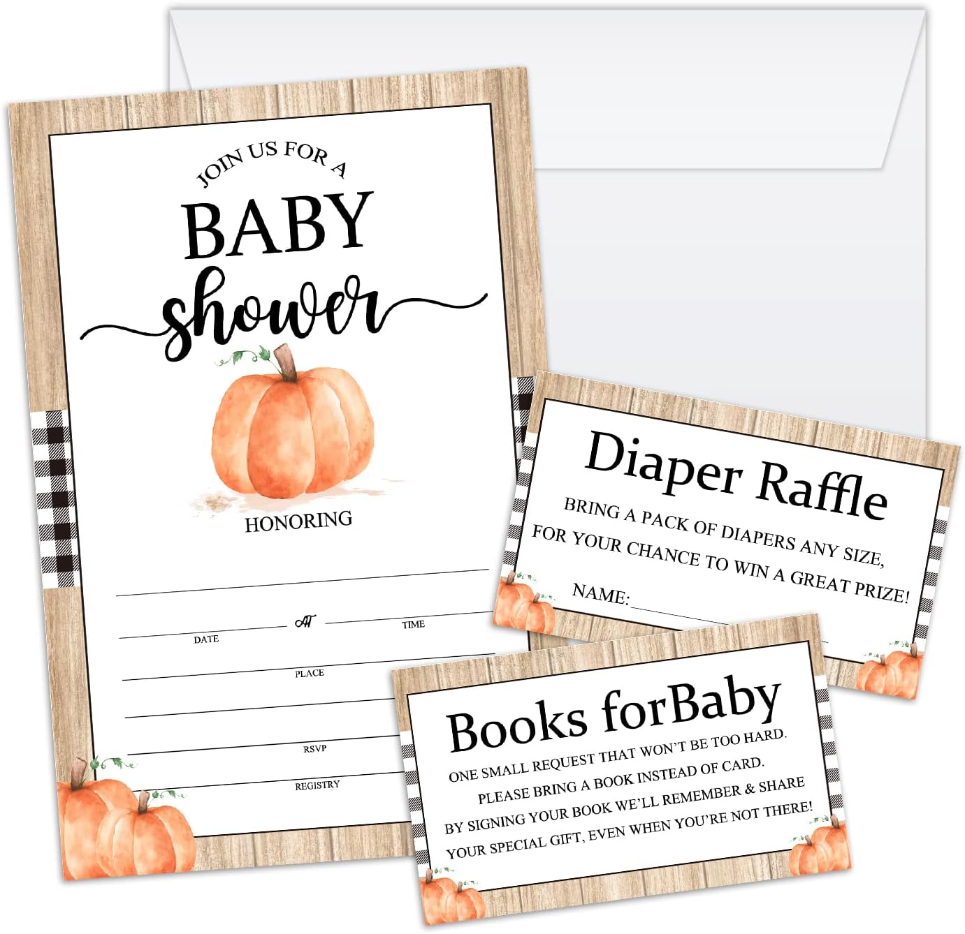 Amazon.com : Apankiw Autumn Pumpkin Baby Shower Invitations with ...