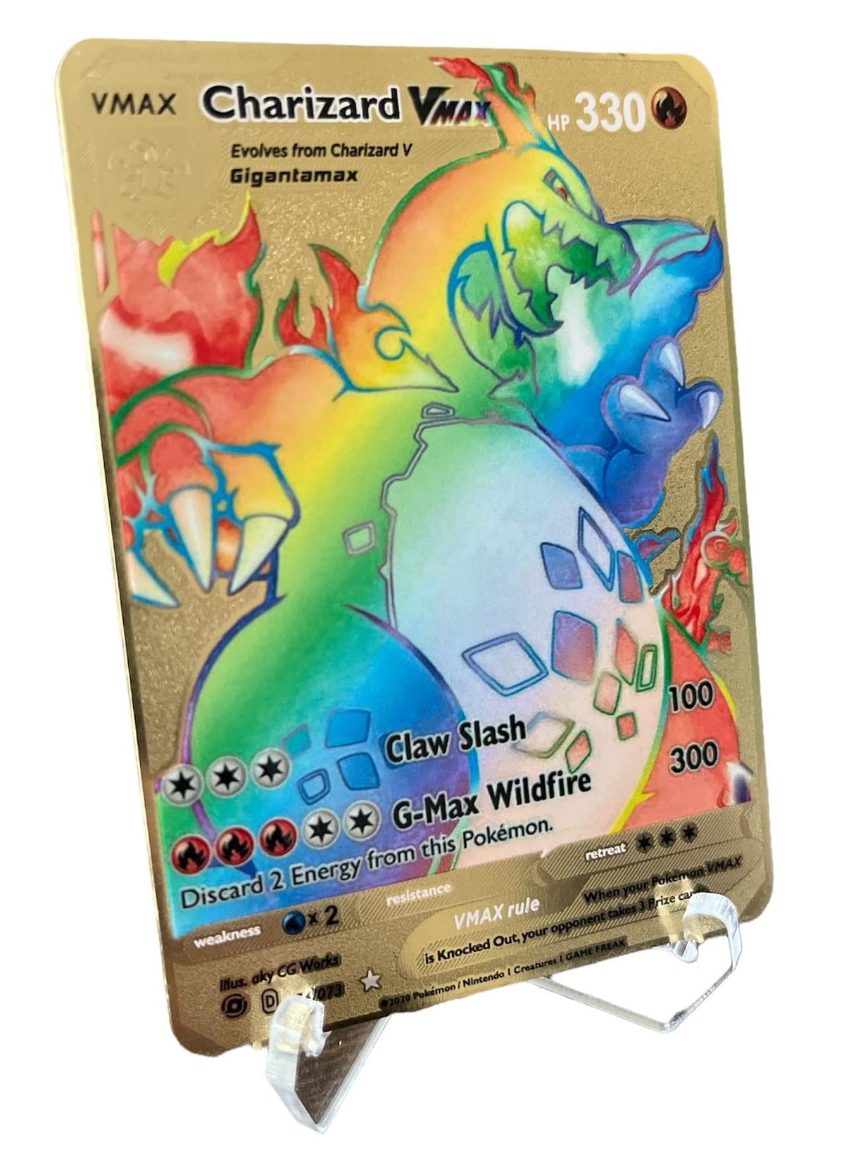 Buy Collectibles Pokemon Rainbow Charizard VMAX Gold Metal Card ...