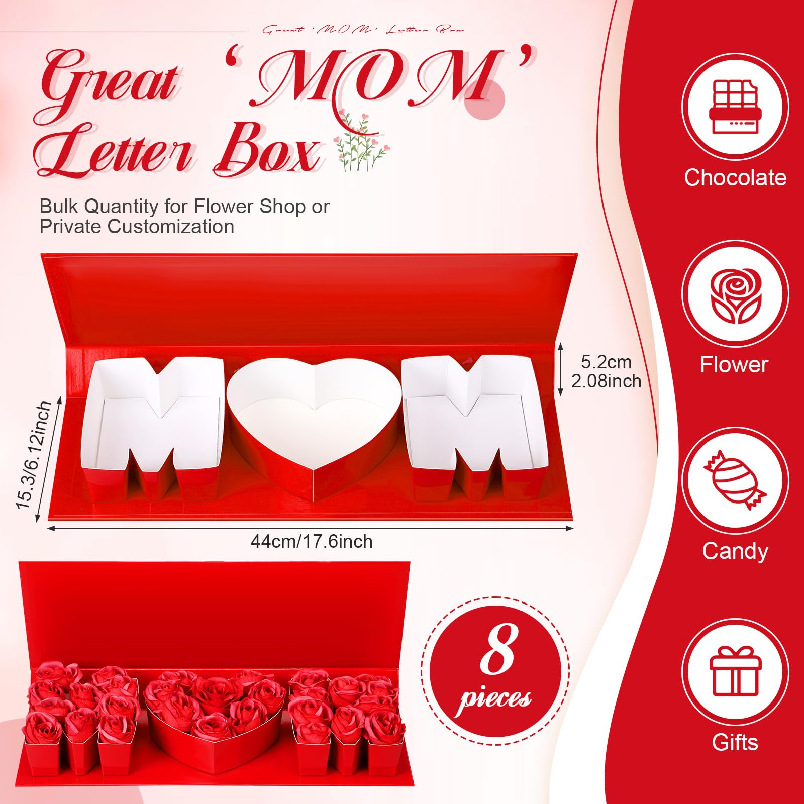 Saypacck 8 Pieces Mother's Day Boxes Mom Flower Boxes for Arrangements ...
