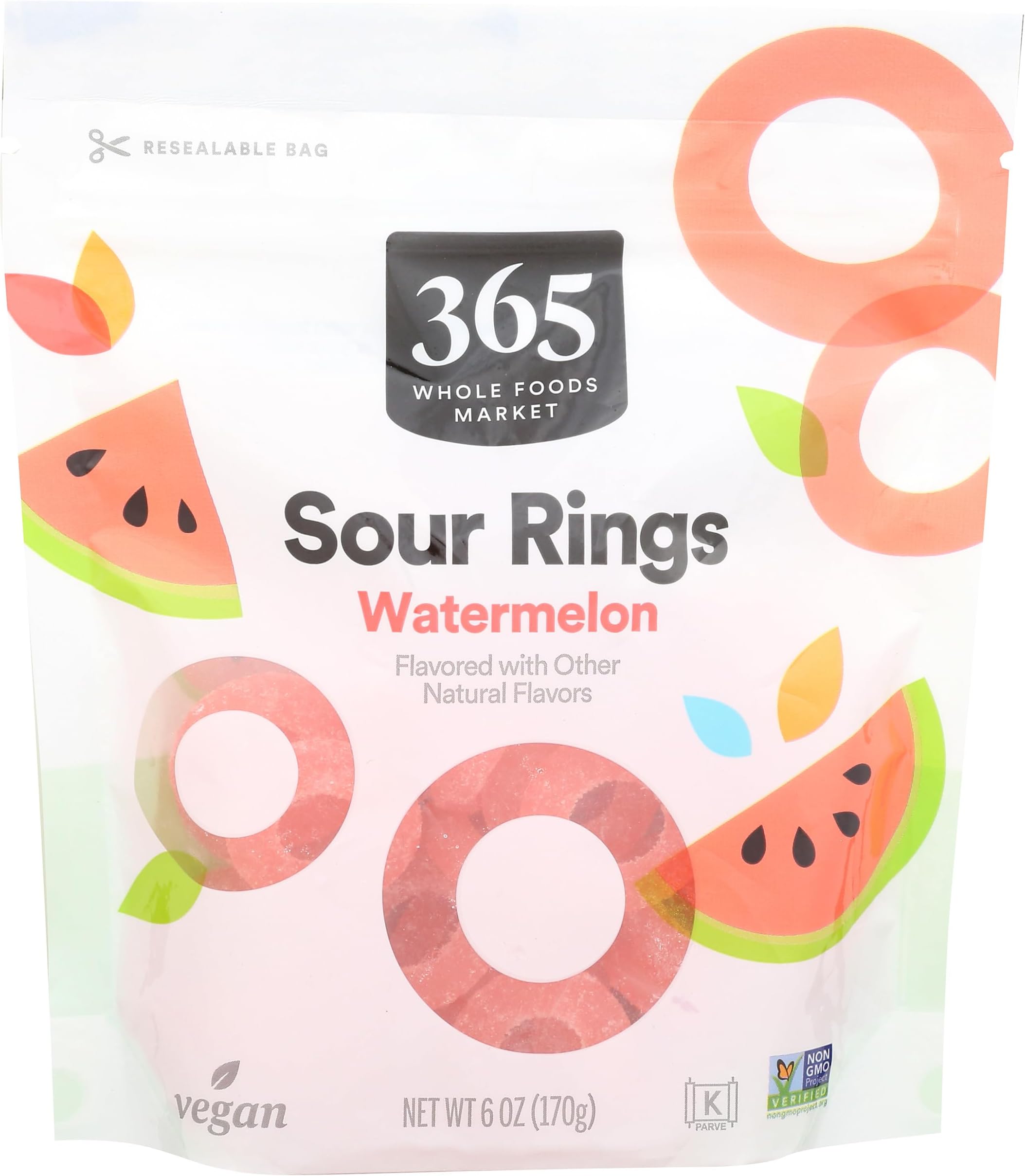 Amazon.com : 365 By Whole Foods Market, Sour Gummy Watermelon Rings, 6 ...