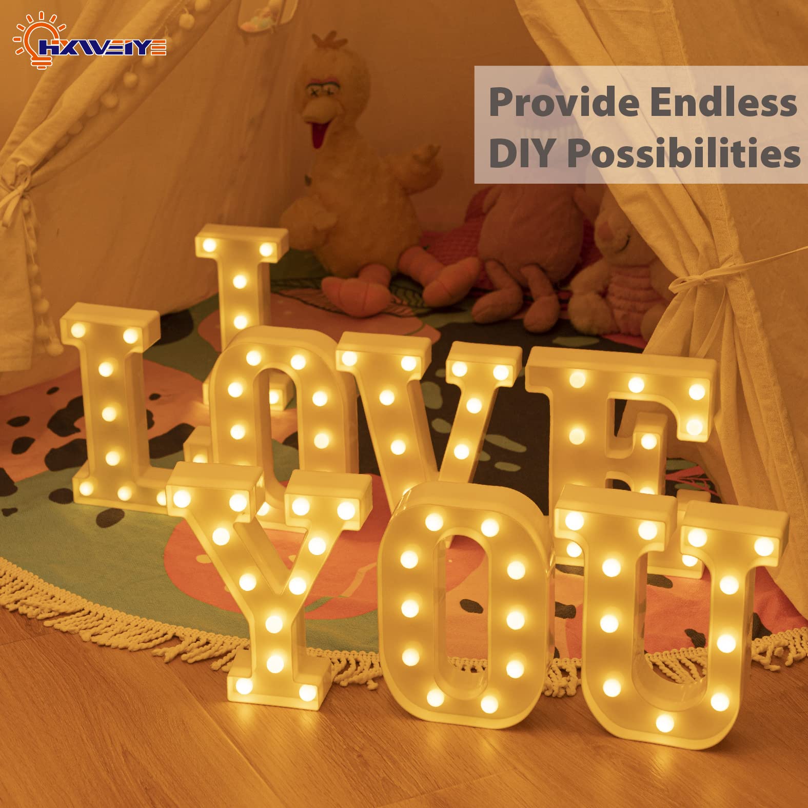Snapklik.com : HXWEIYE LED Marquee Letters Lights Sign-U, Led Letters ...