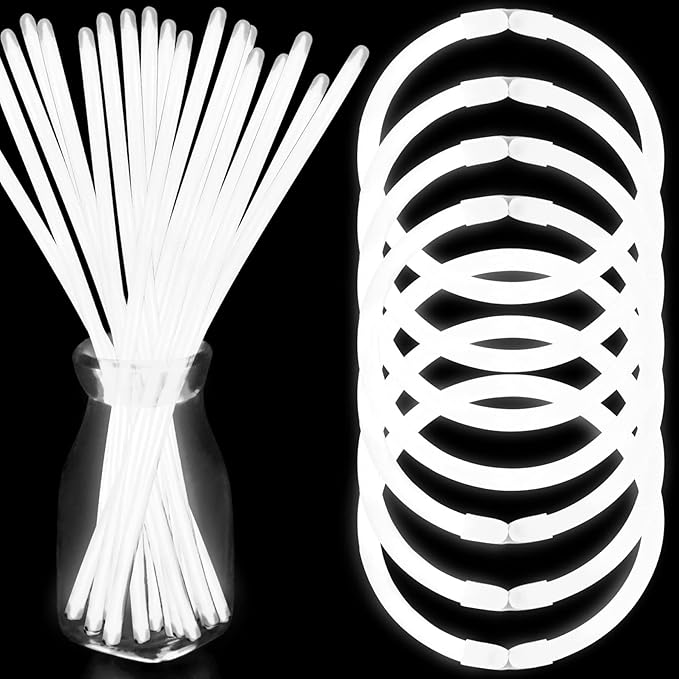 Amazon.com: NUDALA 100 White Glow Sticks Bracelet Necklaces Bulk Glow ...