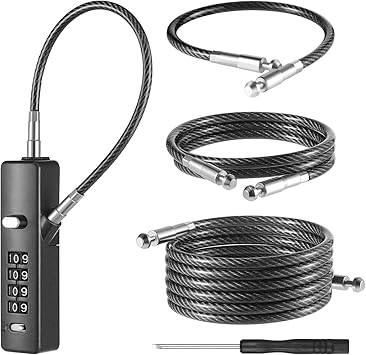 Fence Locks for Outdoor Gates, 4-Digit Small Cable Locks with ...