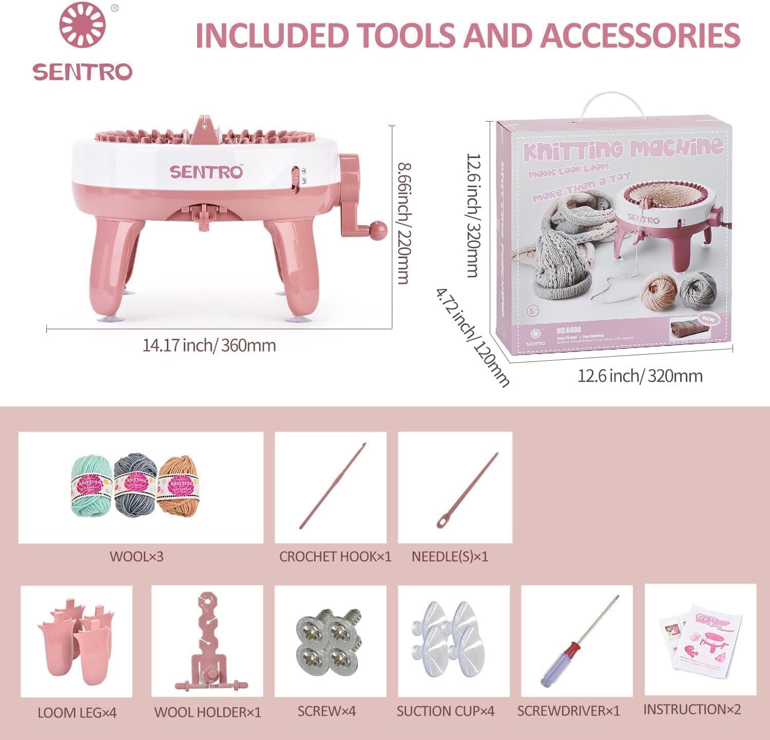 Snapklik.com : SENTRO Knitting Machine 40 Needles, Smart Circular ...