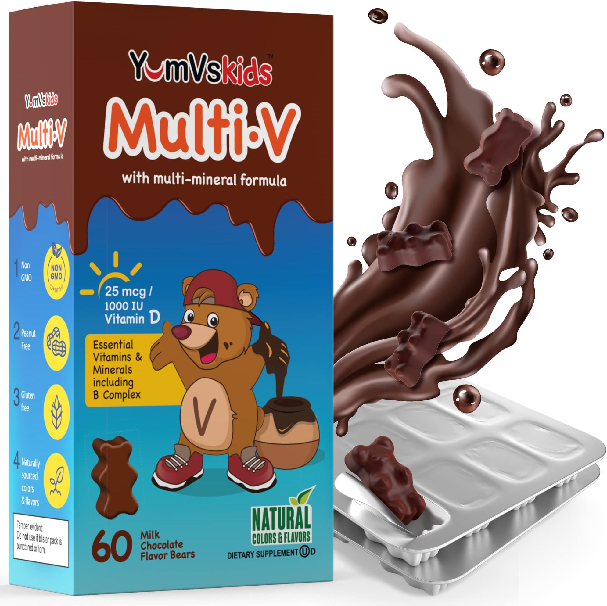 Amazon.com: YUM-V'S - Kids Multivitamin Chewable Chocolate Bears ...