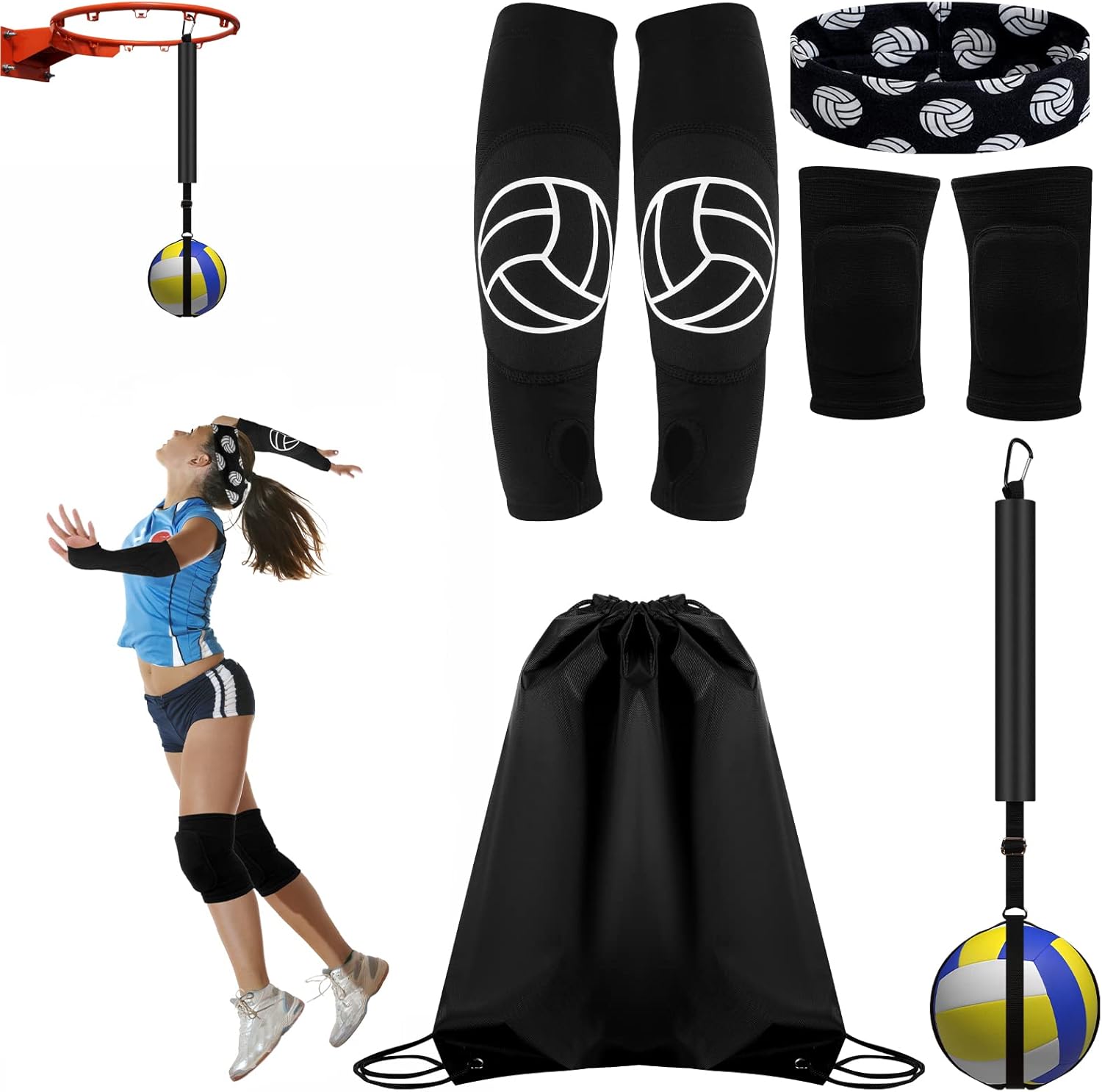 5 piezas de equipo de entrenamiento de voleibol, kit de entrenamiento de voleibol, mangas de ...