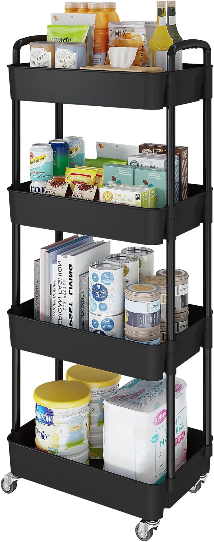 Amazon.com: 5-Tier Utility Cart with Lockable Wheels - Multipurpose ...