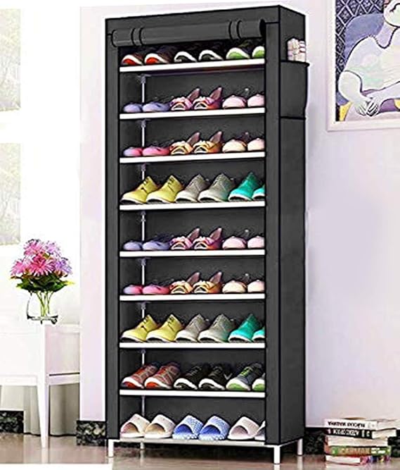 AYSIS Multipurpose Portable Folding Shoes Rack 9 Tiers Multi-Purpose ...