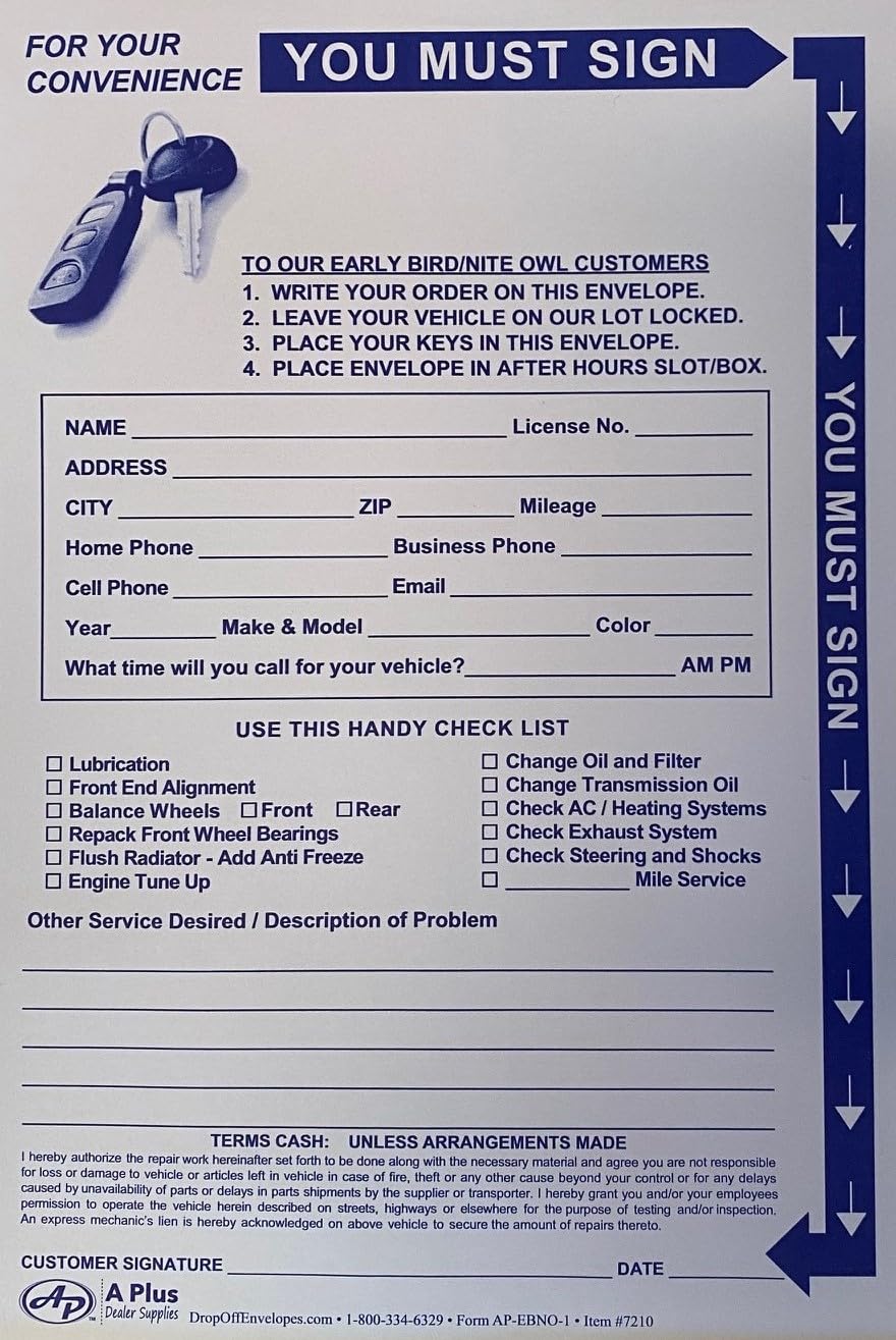 Amazon.com : Key Drop Off Envelope EBNO-1 500 Qty (W16) : Office Products