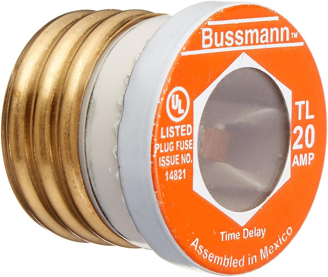 Bussmann BP/TL-20 20 Amp Time Delay, Loaded Link Edison Base Plug Fuse ...