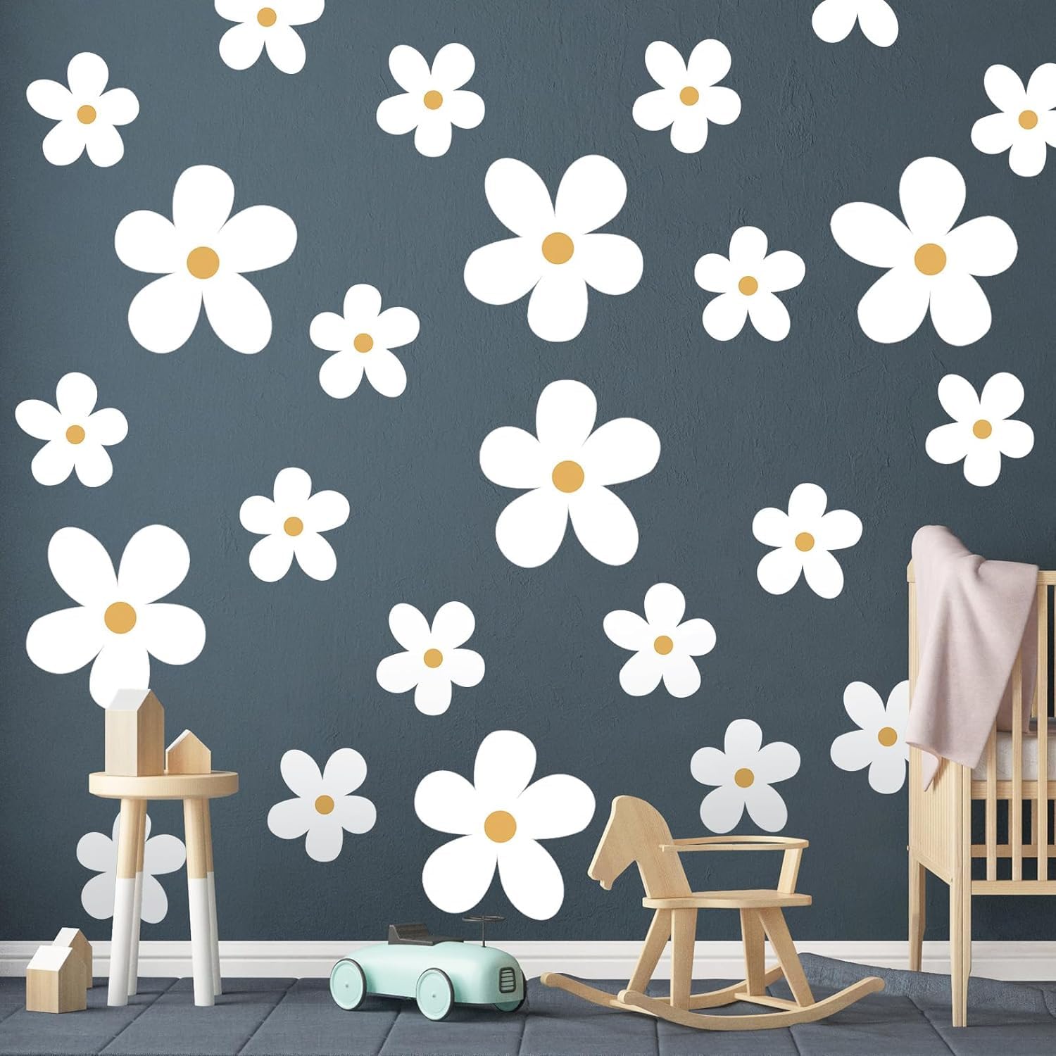 Amazon.com: 12 Sheets Daisy Wall Decals Flower Wall Stickers Large ...