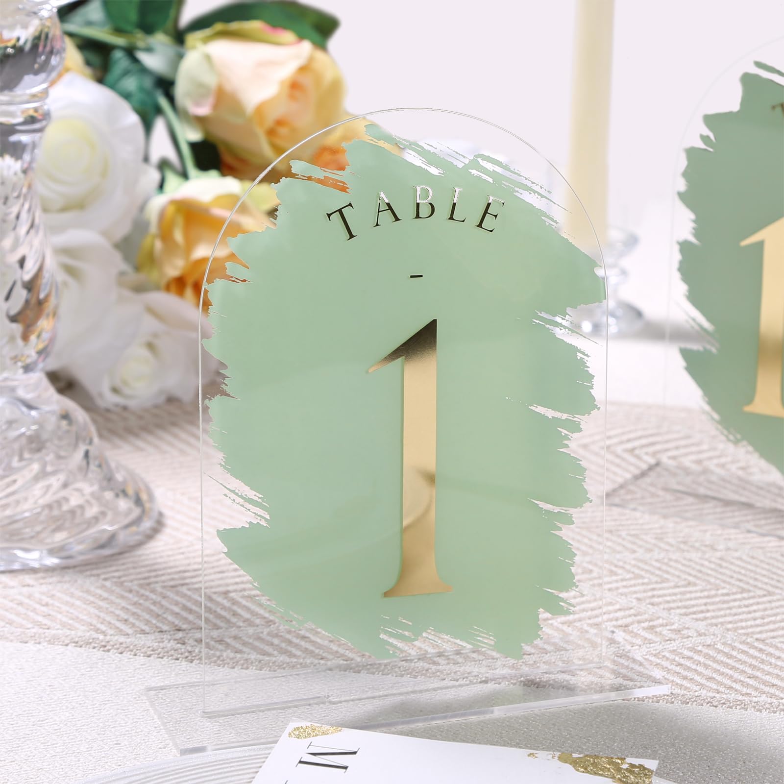 Snapklik.com : UNIQOOO Sage Green Painted Arch Wedding Table Numbers