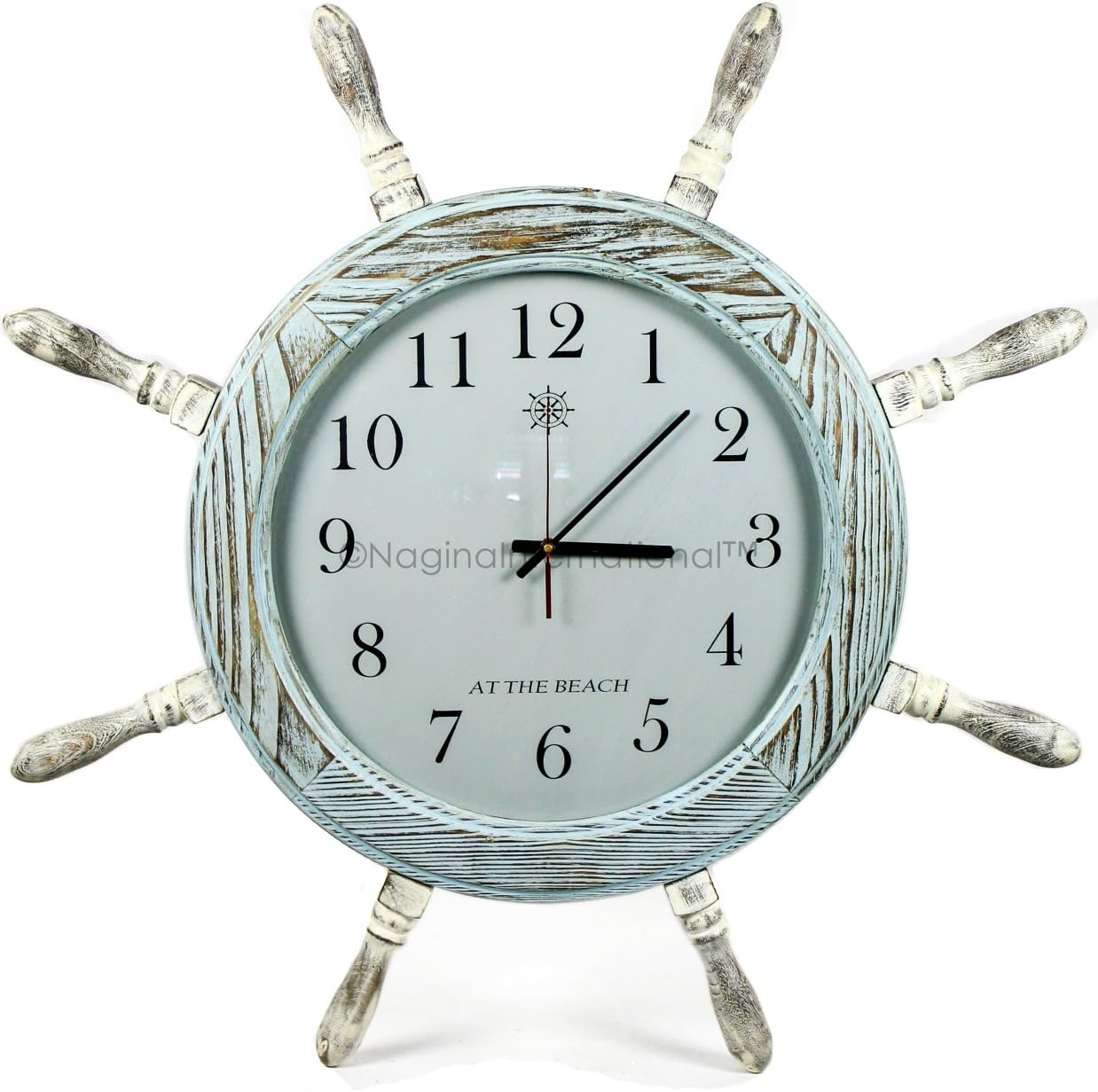 Amazon.com: Deco 79 Wood Ship Wheel Clock Nautical Maritime Decor, 20 ...