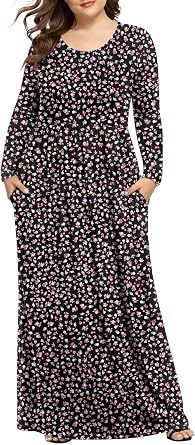 LONGYUAN Women's Plus Size Maxi Dresses for Curvy Women Casual Long ...