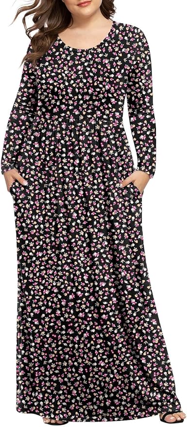 LONGYUAN Women's Plus Size Maxi Dresses for Curvy Women Casual Long Dress XL-6XL at Amazon Women ...