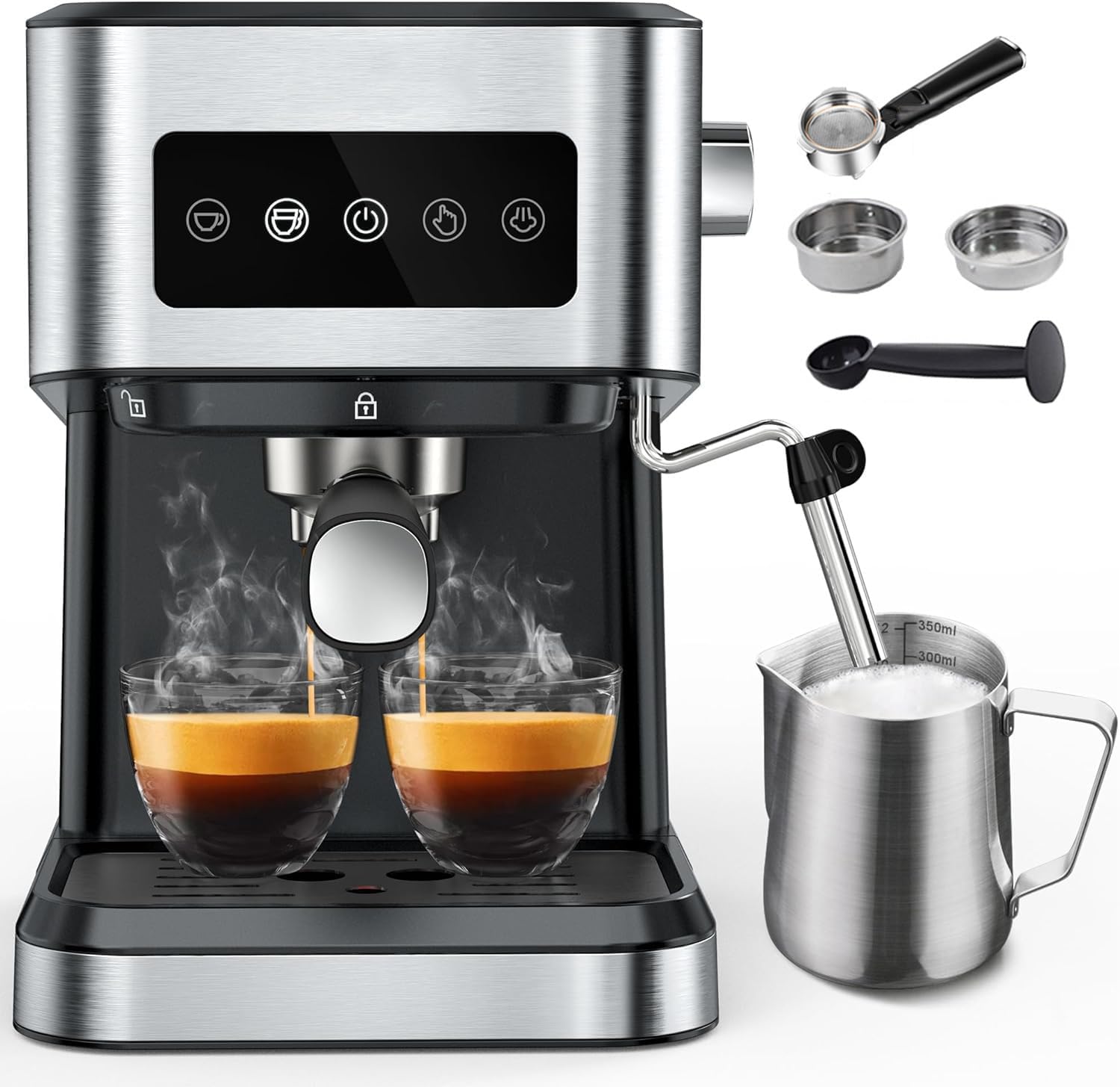 Cafetera Espresso y Cappuccino,Máquina de café expreso con varilla de ...