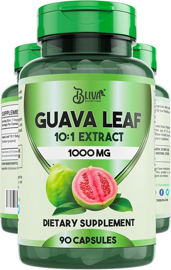 Amazon.com: BLIVA Guava Leaf Extract Capsules – 1000 mg – 10:1 Extract ...