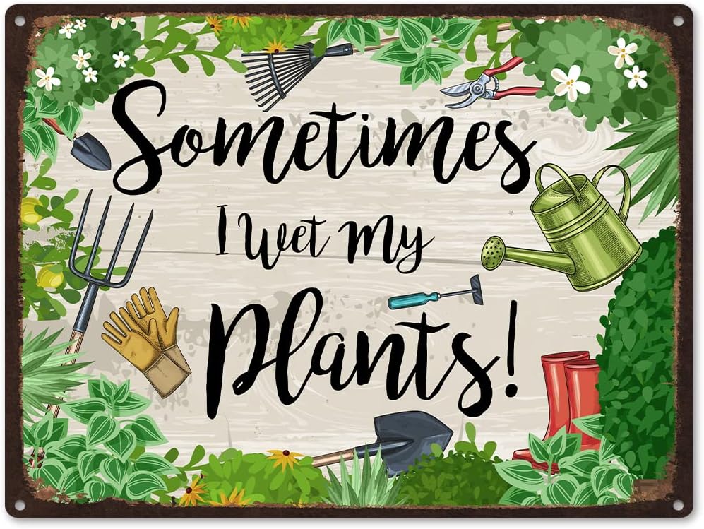 Amazon.com: Funny Garden Signs Decor Outdoor - Sometimes I Wet My ...