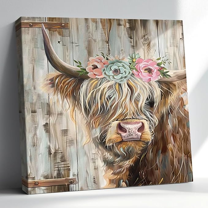 Amazon.com: Highland Cow Picture Wall Decor Canvas Print Painting Art ...