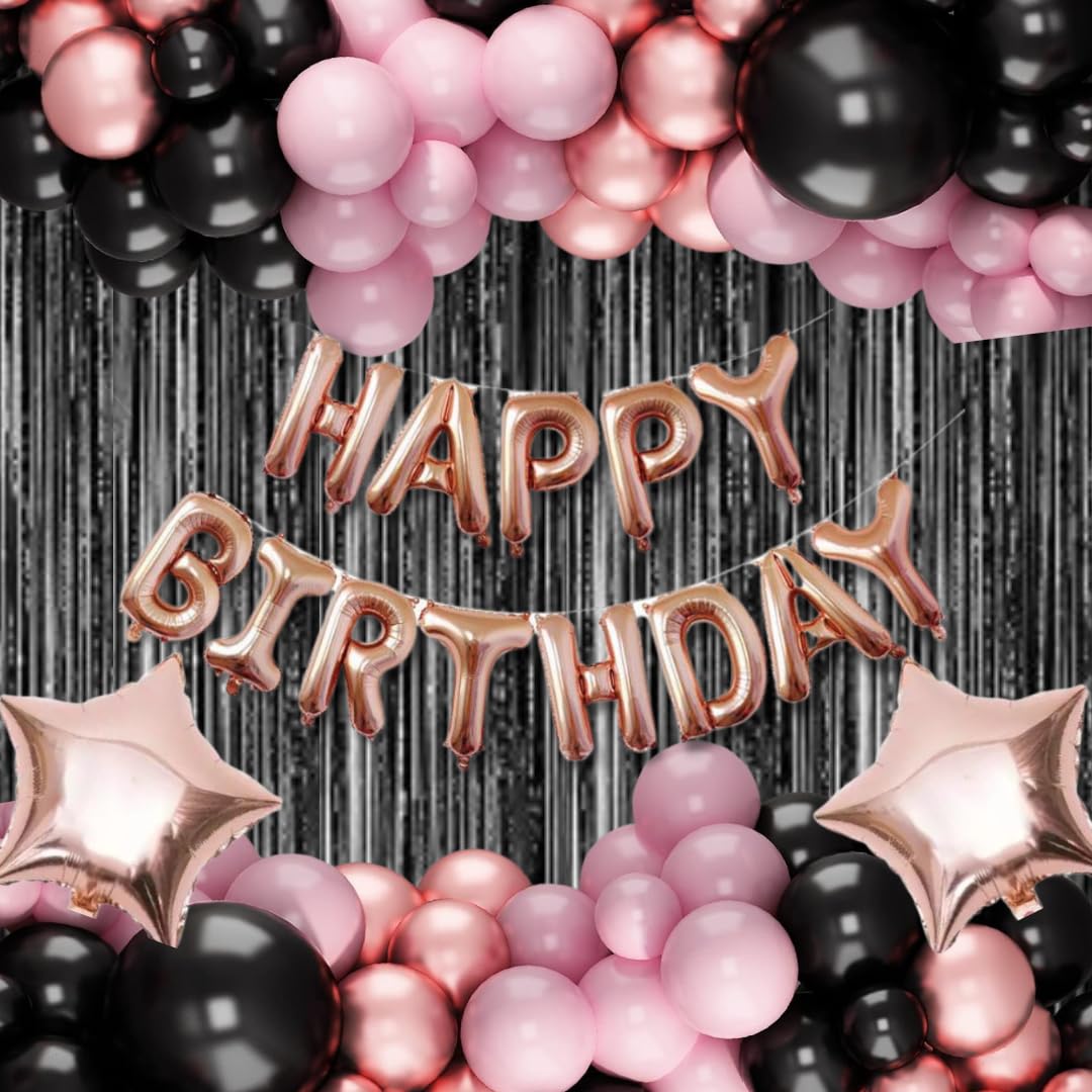 HOUSE OF BANTER Rubber Rose Gold, Pink & Black Birthday Theme Birthday ...