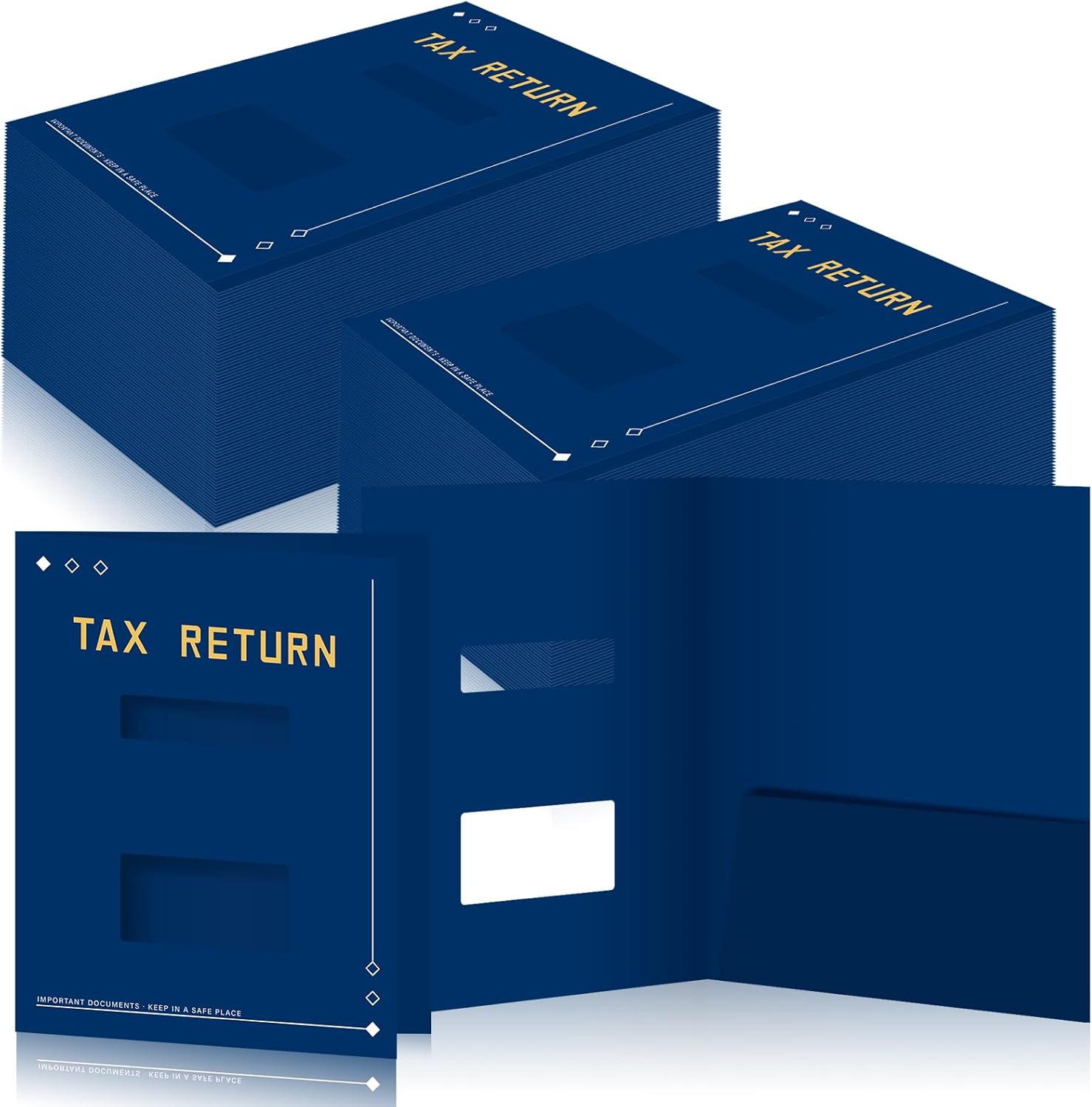 Amazon.com : Mooliwe 100 Pcs Blue Tax Return Folders Bulk 9 x 11.25 ...