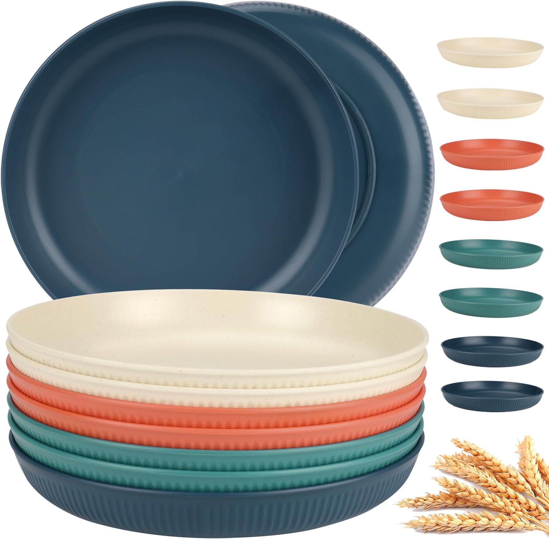 Amazon.com | K Y KANGYUN 10 Inch Unbreakable Wheat Straw cereal Plates ...