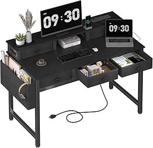 Amazon.com: Lufeiya Computer Desk with Drawers for Home Office Bedroom ...