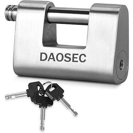 DAOSEC 80mm Heavy Duty Padlock with 3 Keys, 1/2" (12mm) Thick Shackle ...