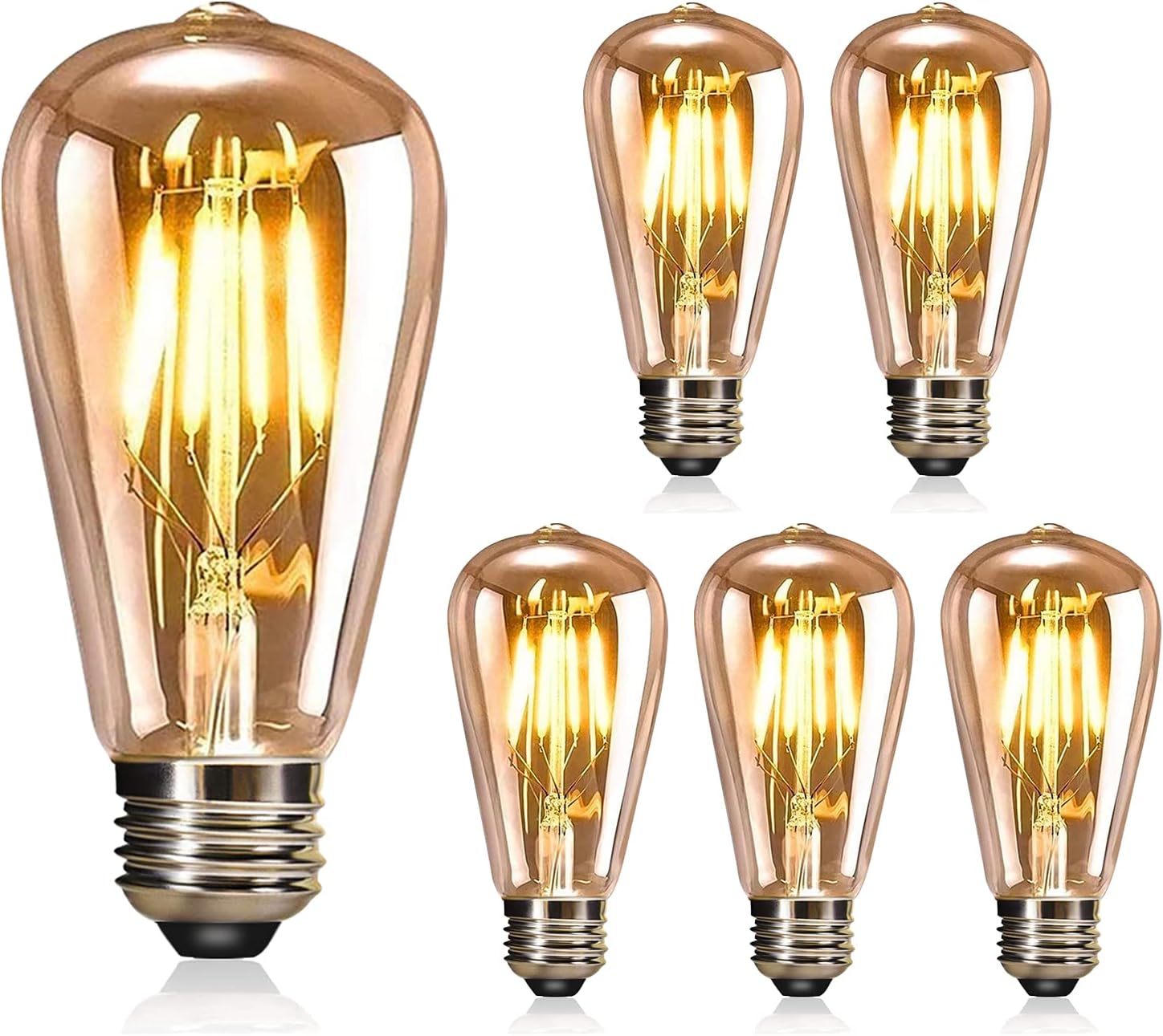 Woowtt Edison Light Bulb 6 Pack Classic Antique Bulb Style - Dimmable ...