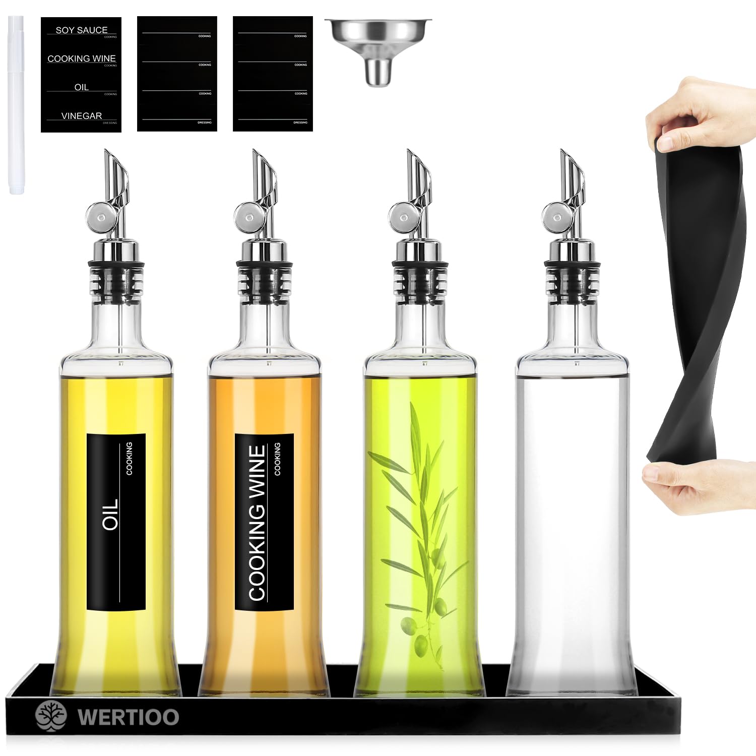 Amazon.com: WERTIOO Oil Dispenser for Kitchen,4Pack Oil Bottles for ...