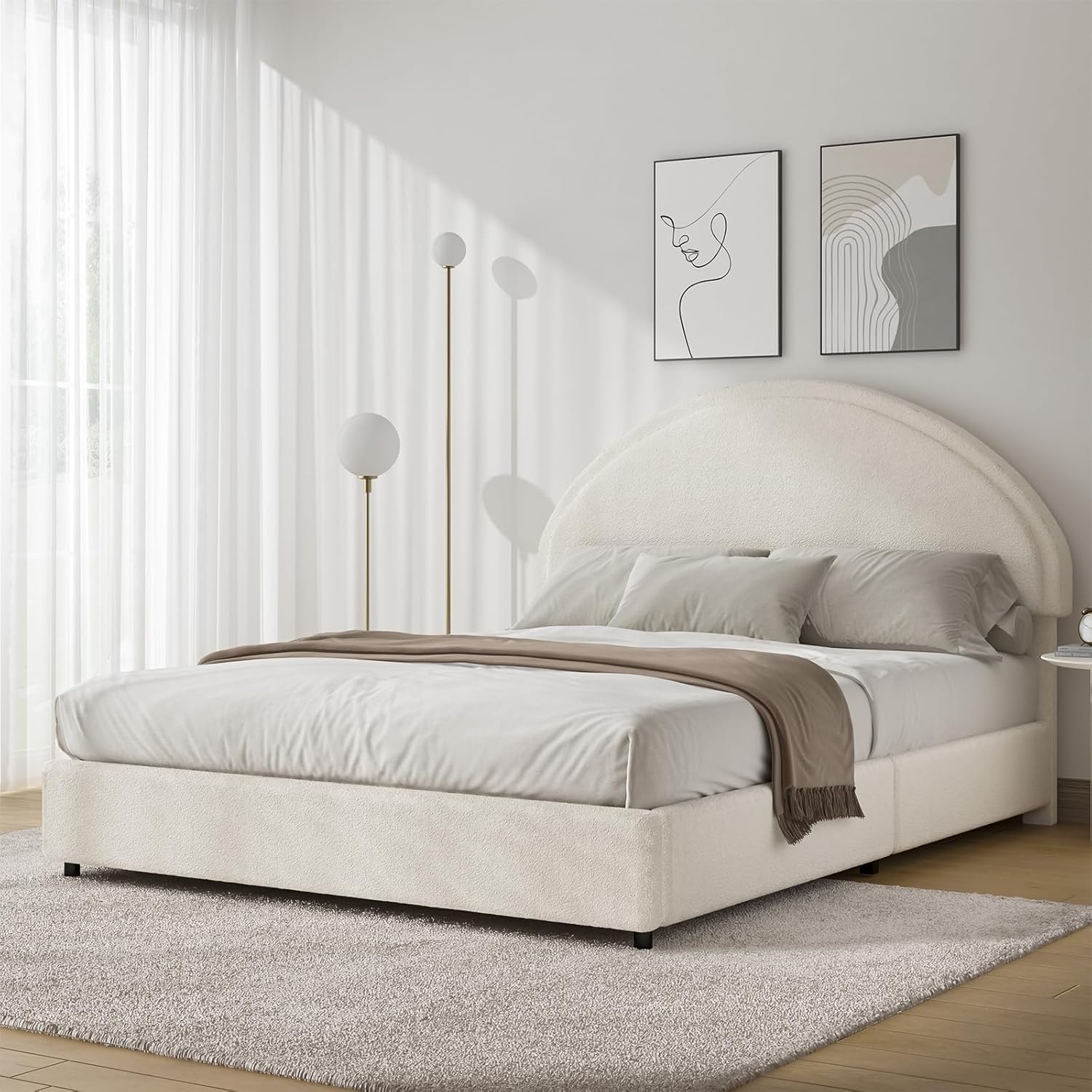 Amazon.com: REVOMINCA Full Size Bed Frame, Soft Bed Frame with Rounded ...