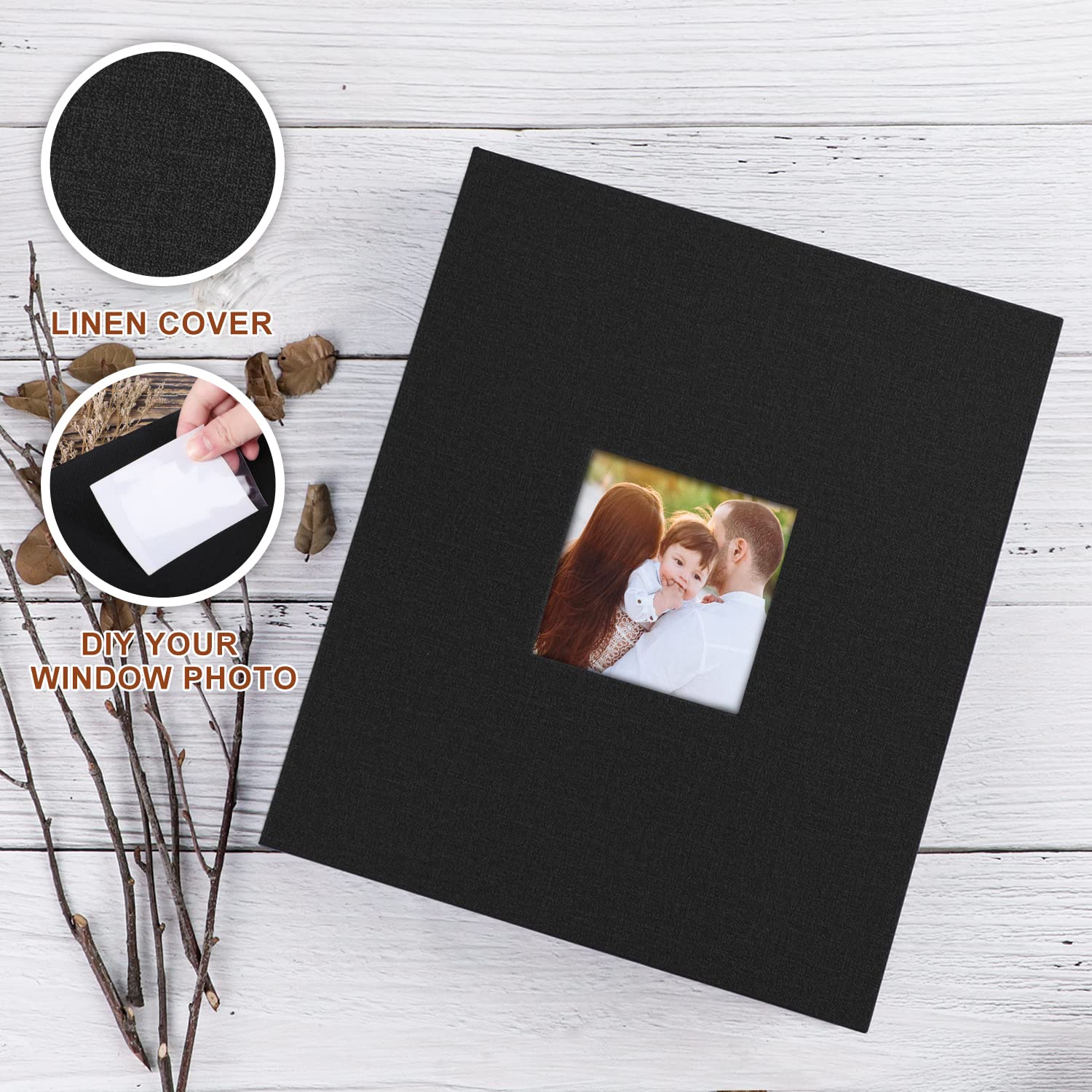 Snapklik.com : Lanpn Photo Album 6x8, Linen Hard Cover Acid Free Slip ...