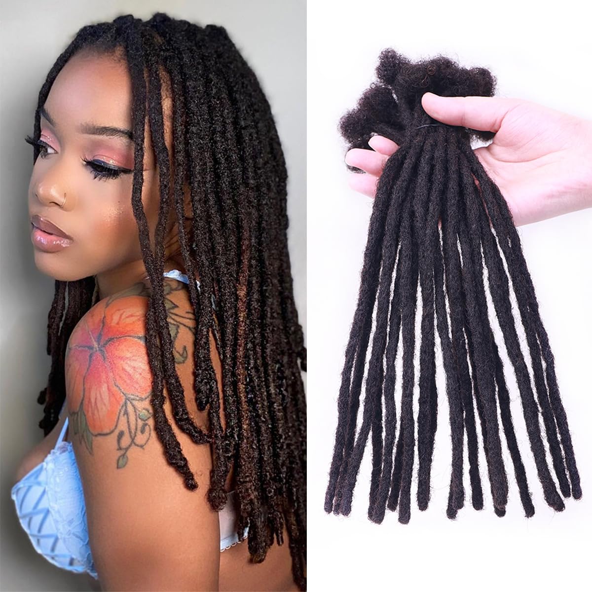Amazon.com: Loc Extensions Human Hair 0.8 cm Dreadlock Extensions Human ...