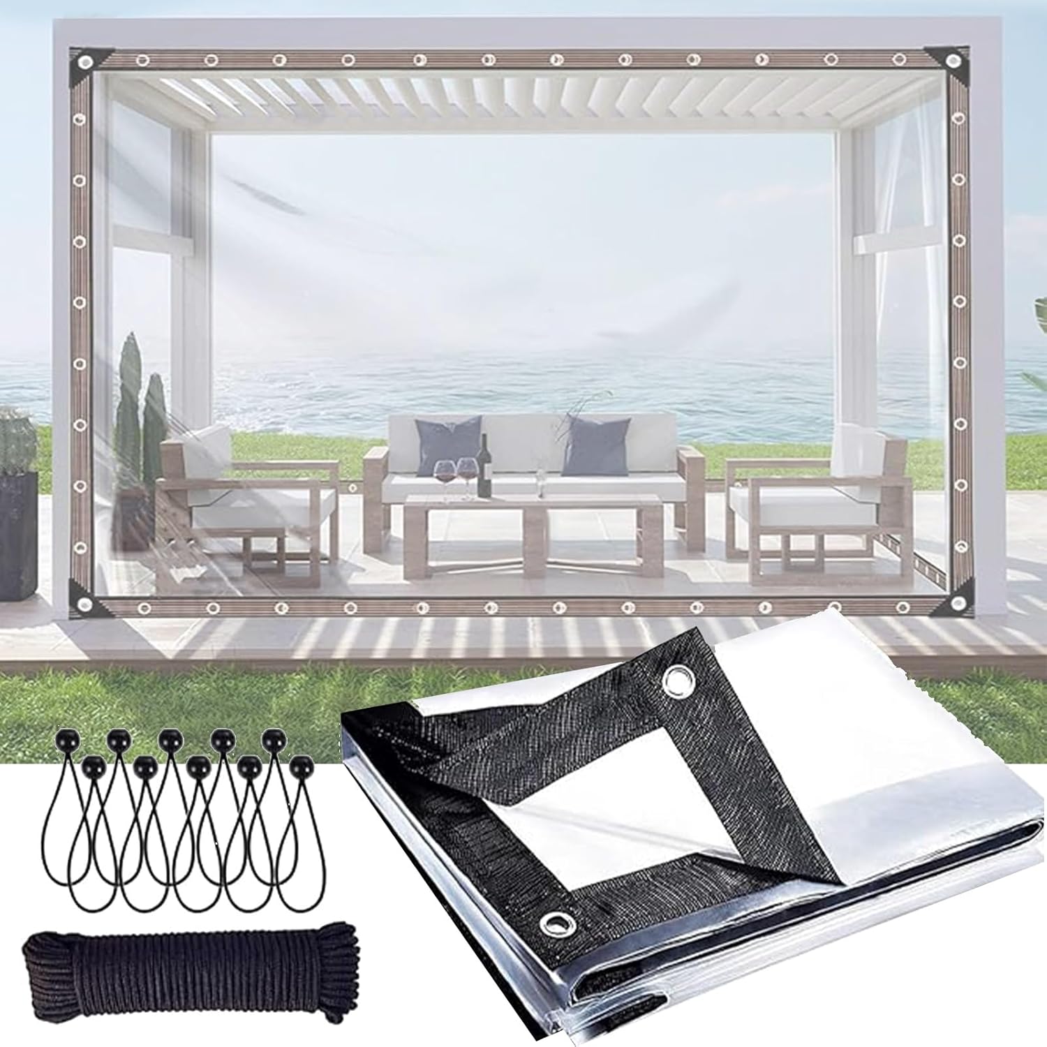 Amazon.com: 7x9 FT Clear Waterproof Tarps, Poly Tarpaulin Waterproof ...