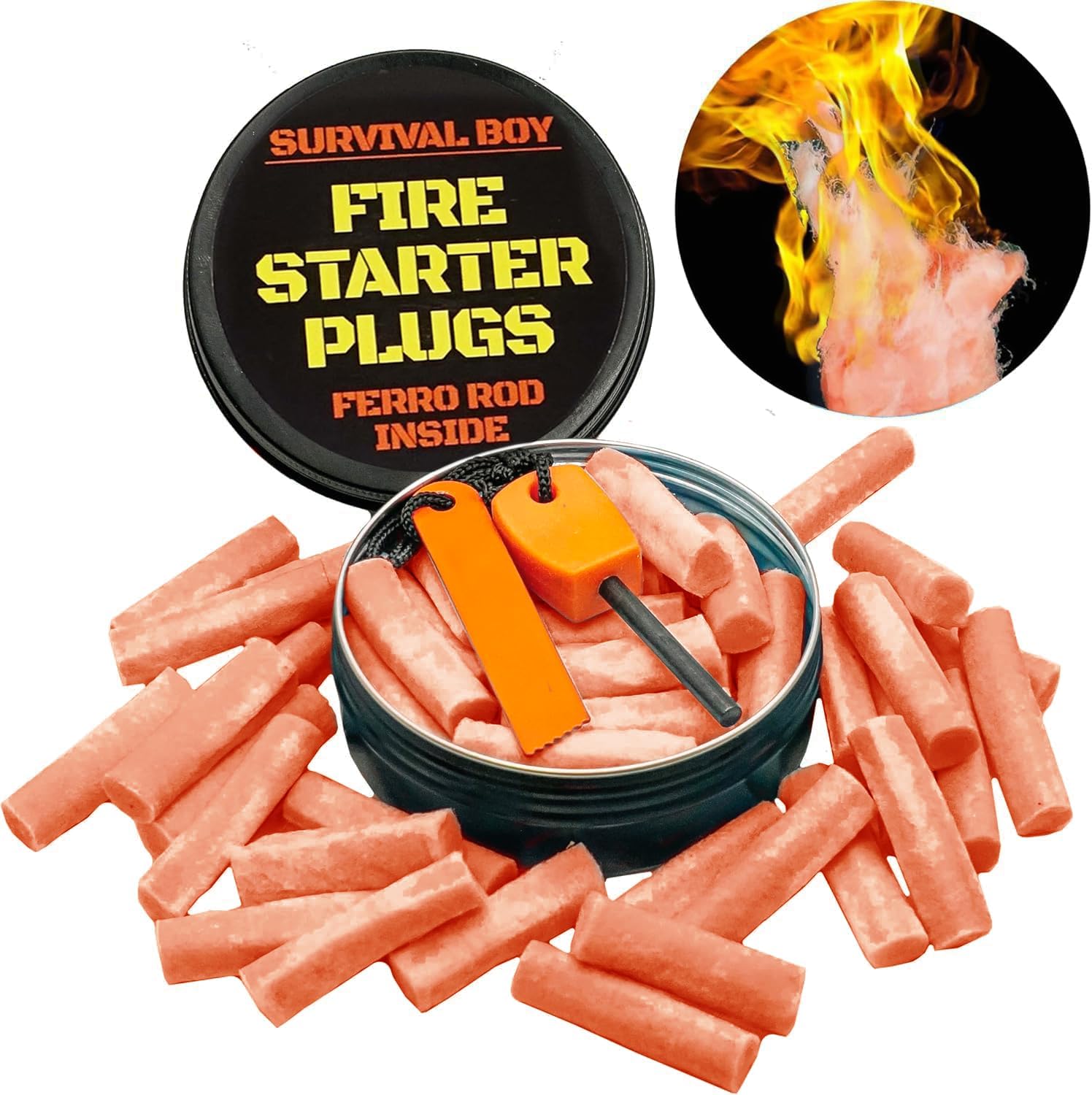Amazon.com: FIRE Starter Plugs (25 Pack) with Ferro Rod in Can ...