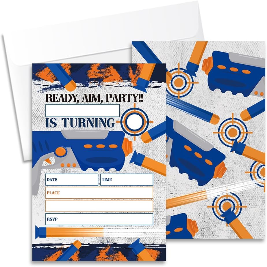 Amazon.com : vohiro 20 Dart War Dart Birthday Party Invitations Cards ...