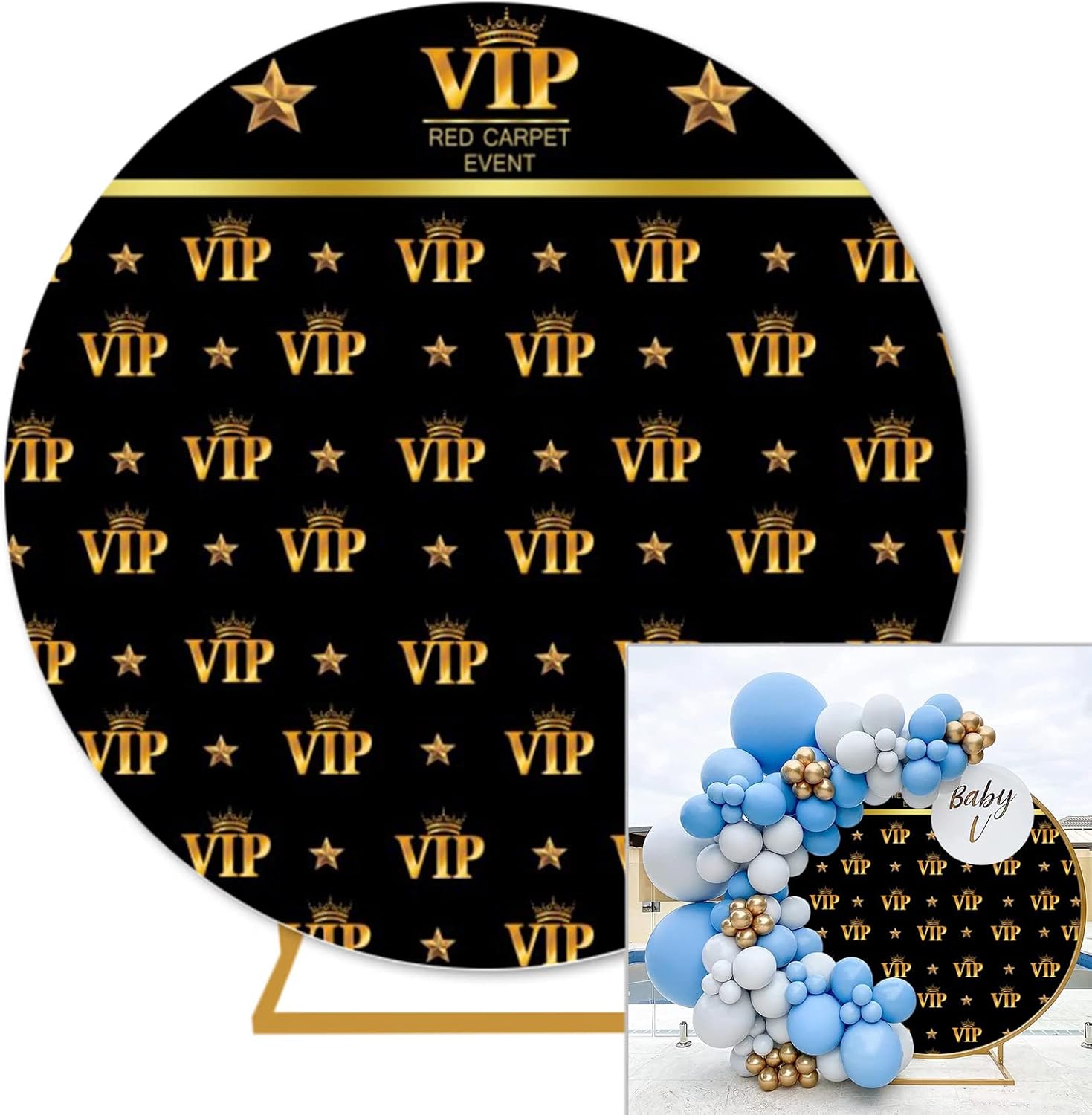 Amazon.com : 7.5ft(2.3m) Polyester VIP Round Backdrop Cover VIP Red ...