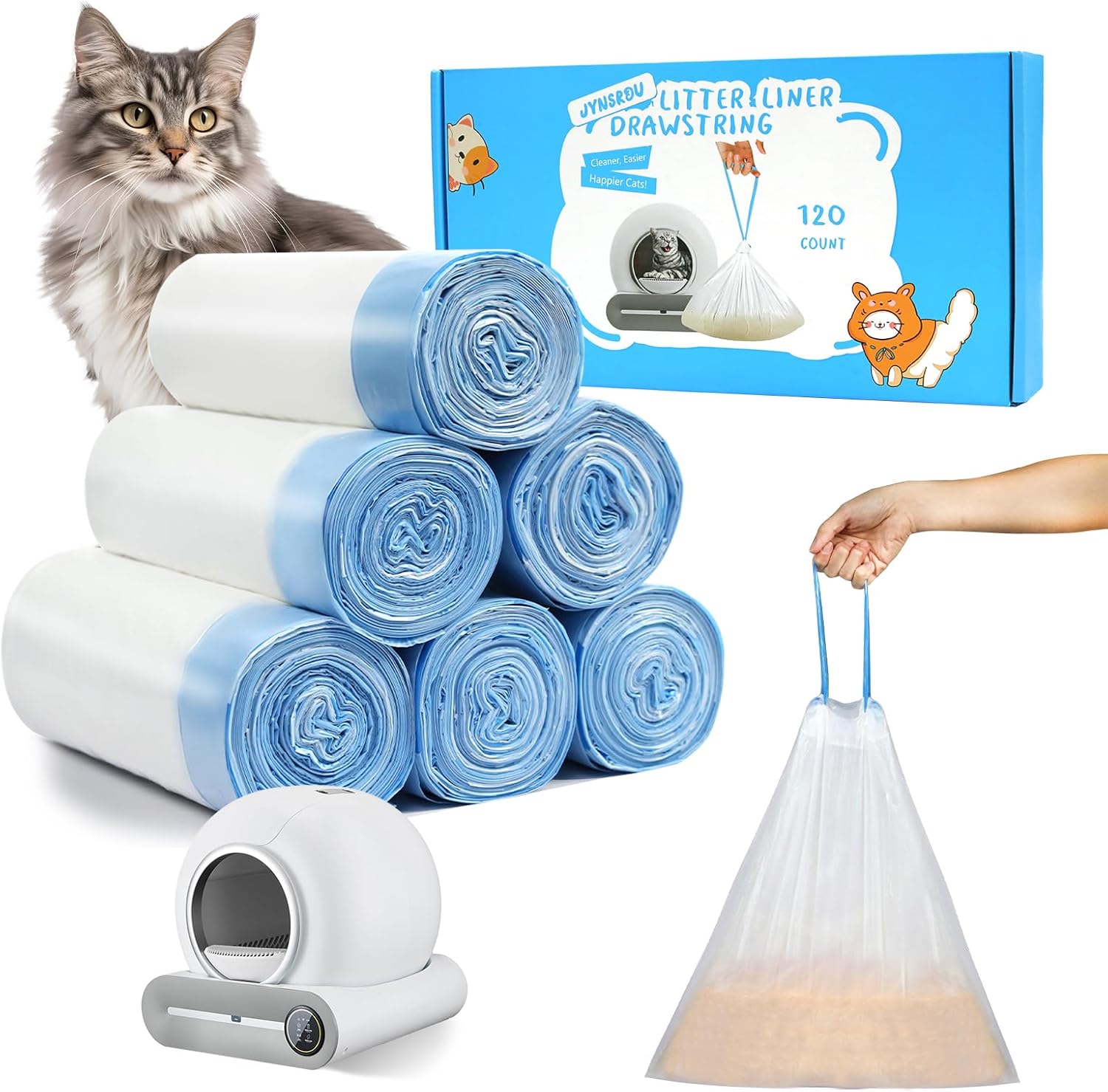 Amazon.com: JYNSROU 120 Count Cat Litter Box Liners Bags, Extra-Thick ...