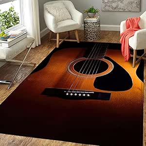 Amazon.com: Music Lover Guitar Area Rug, Vintage Wooden Guitar Home ...