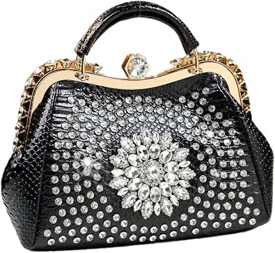 Luxury Fashion Diamonds Bag For Women Leather Top Handle Satchel ...