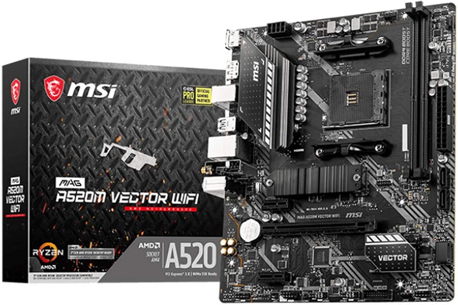 MSI Compatible A520M Vector WiFi, AMD A520 Mainboard - Sockel AM4 ...