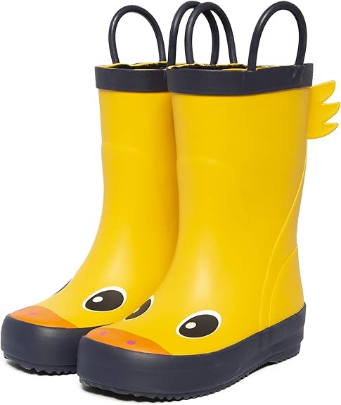 Yellow Childrens UK Size 9 Duck Wellies Girls Kids Animal Wellington ...