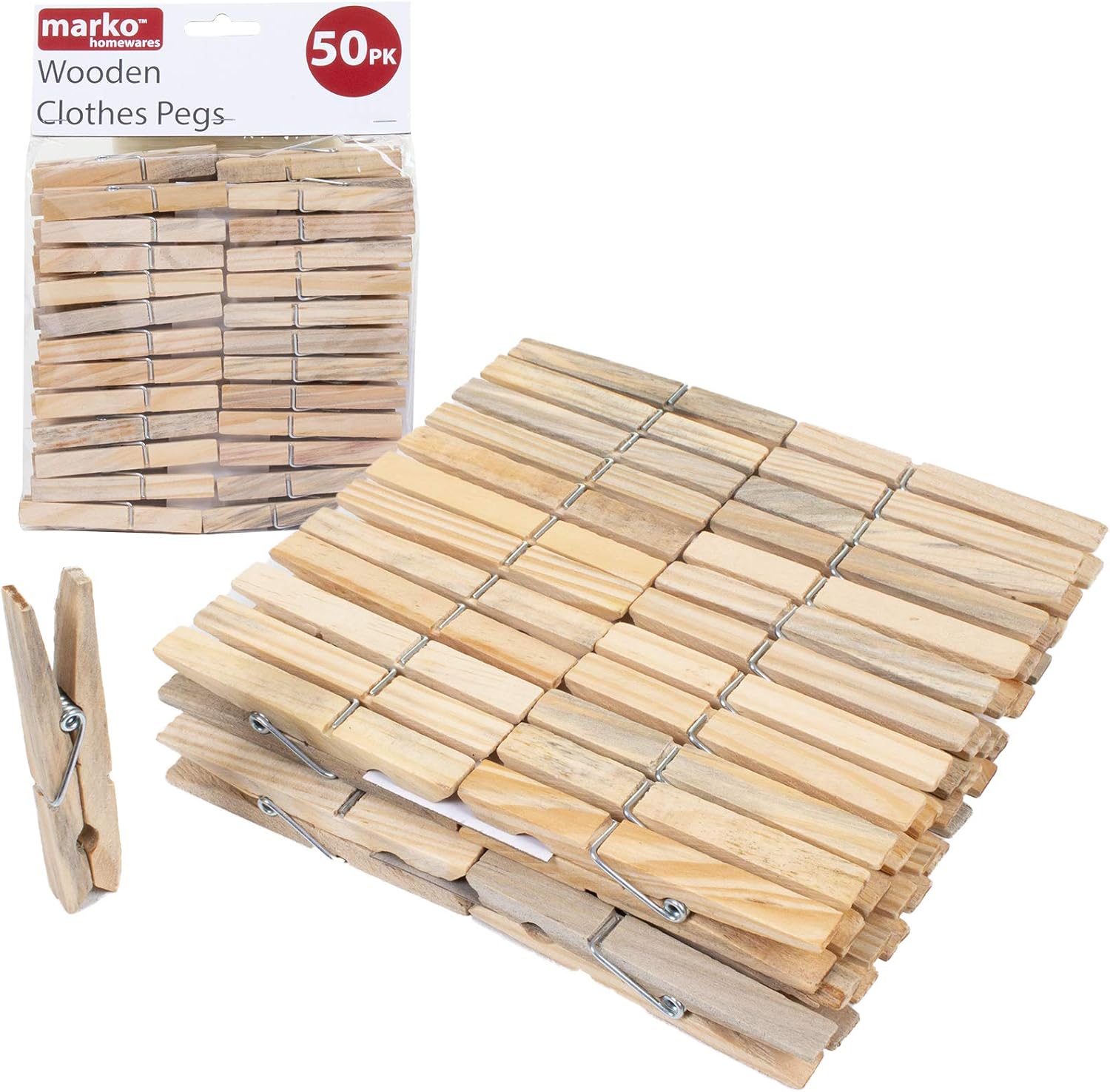 marko Washing Line Pegs Hanging Airer Plastic Wooden Laundry ...