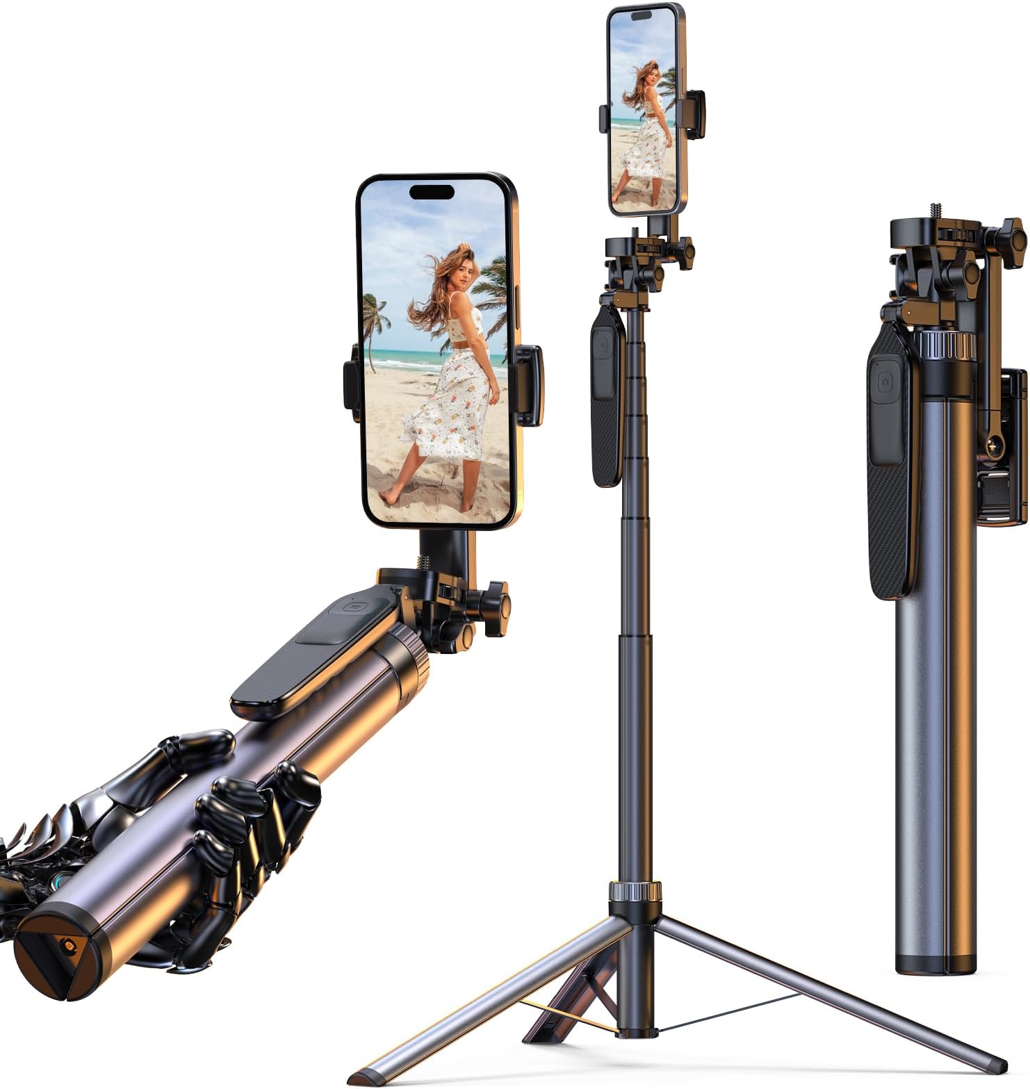 Amazon.com: Kinwald Phone Tripod & Selfie Stick with Light, Compact ...