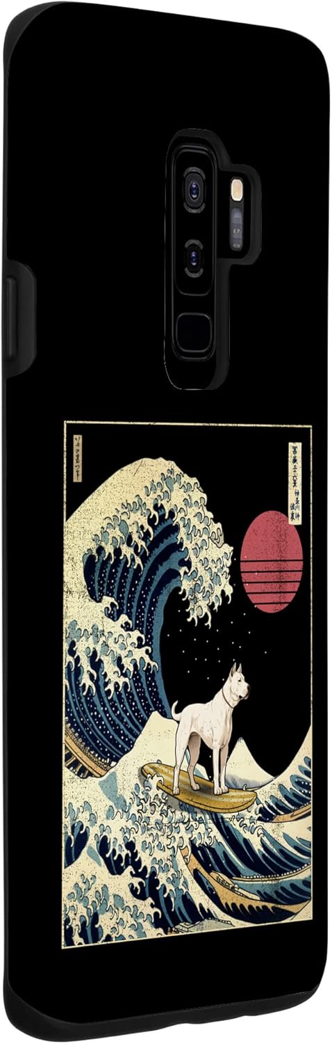 Galaxy S9+ Dogo Argentino Japanese Kanagawa Wave Funny Surf Dog Case ...