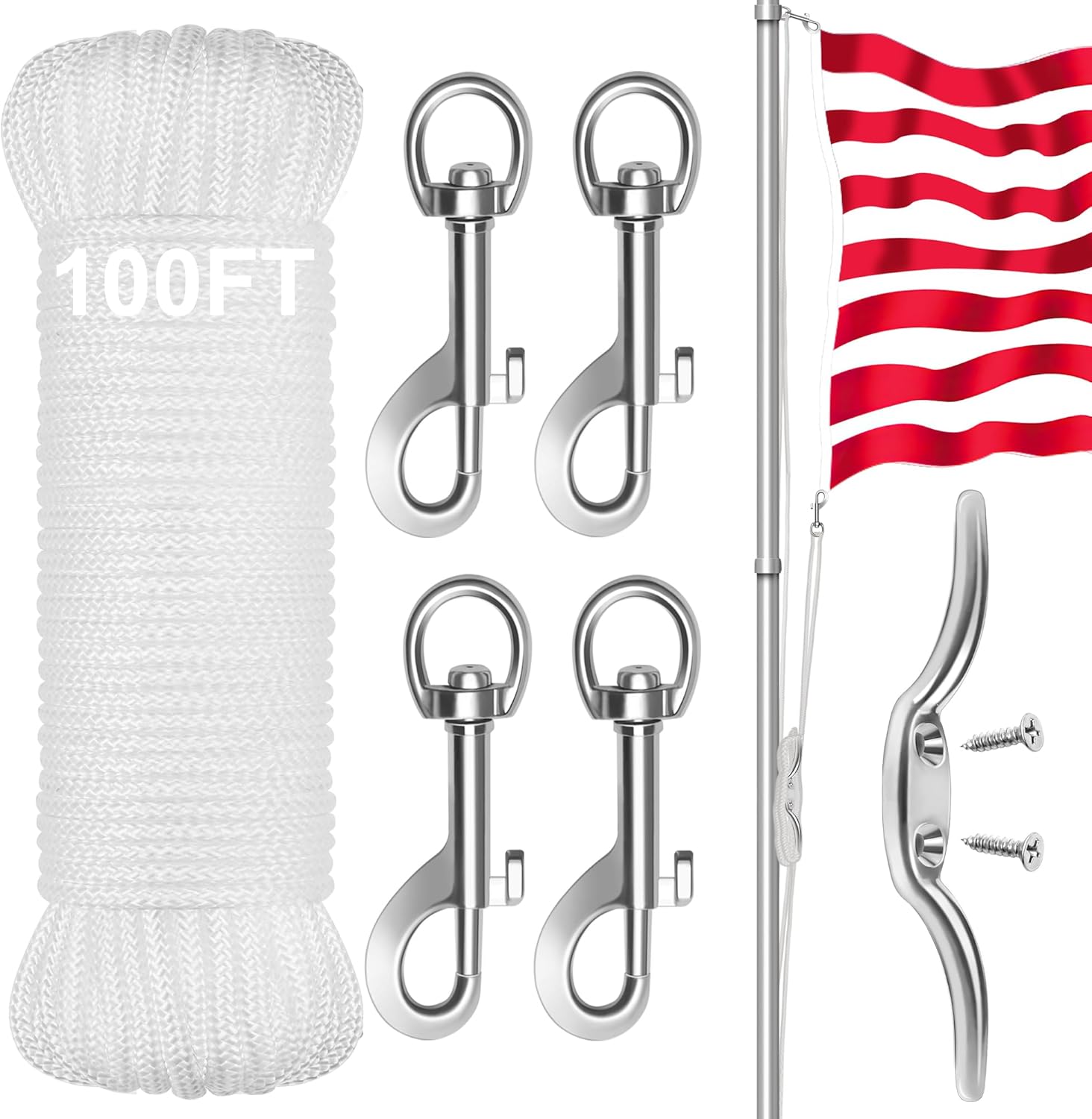 Amazon.com : COITEK 100FT Flagpole Rope Replacement Kit,Anti-Tearing ...
