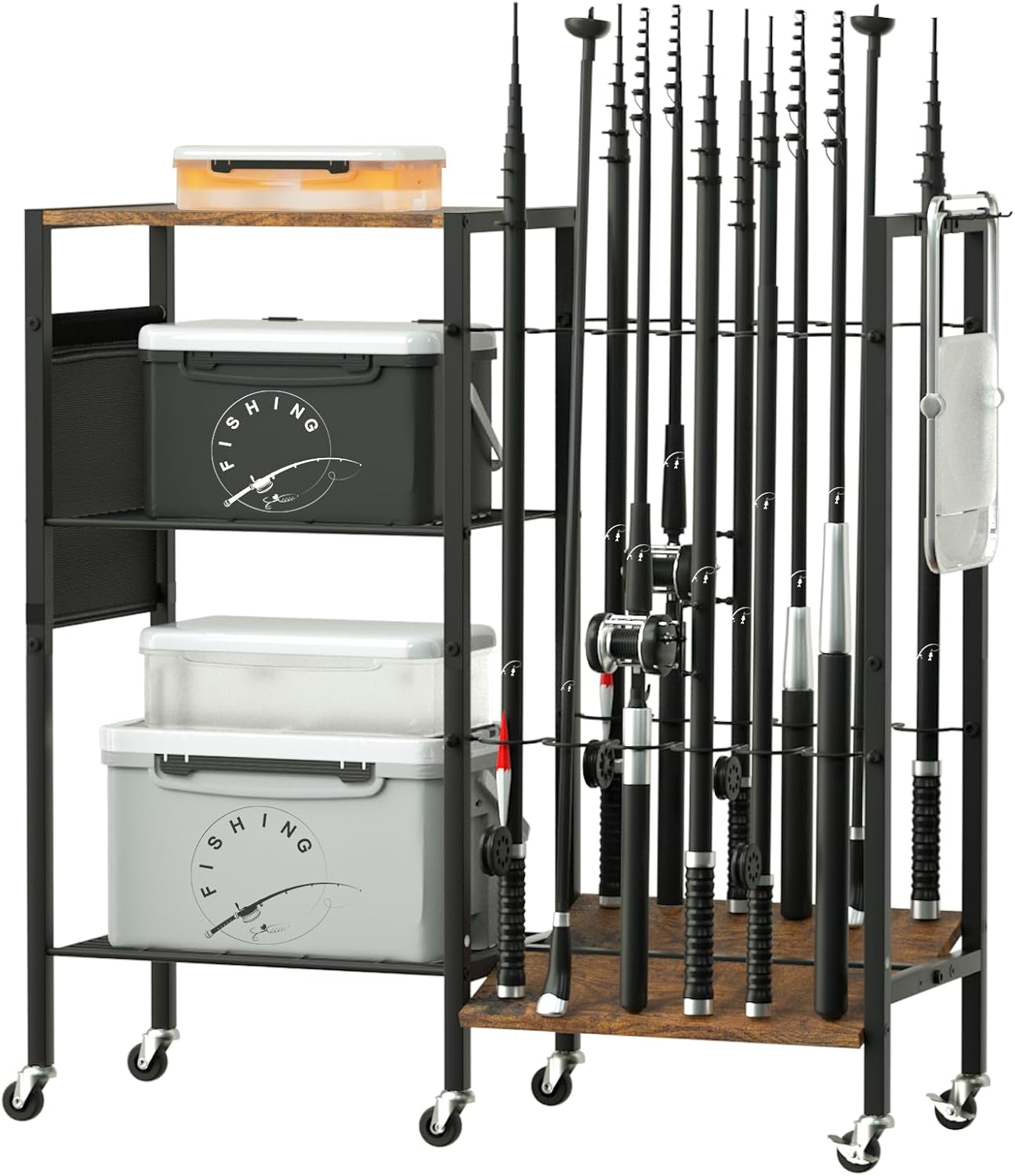 Amazon.com: ETELI Fishing Rod Rack Holder 12 Rods Fish Pole Stand Cart ...