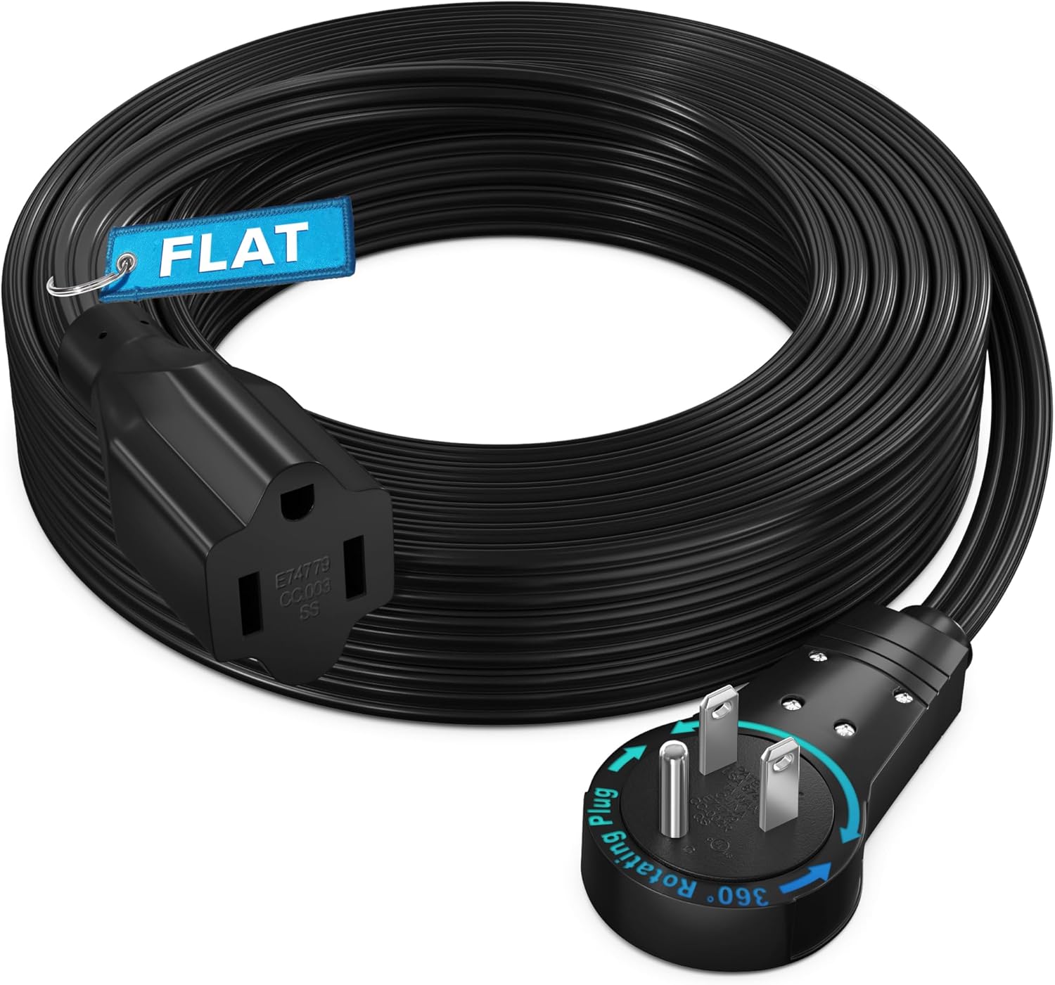 Amazon.com: Maximm 360 Rotating Flat Plug Extension Cord - 20 feet ...