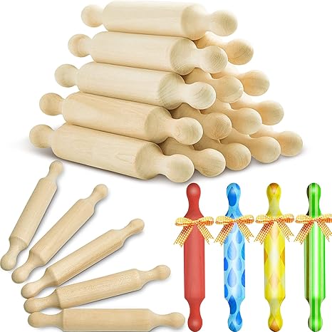 Amazon.com: Suclain 15 Pcs Wooden Mini Rolling Pin Long Kitchen Baking ...