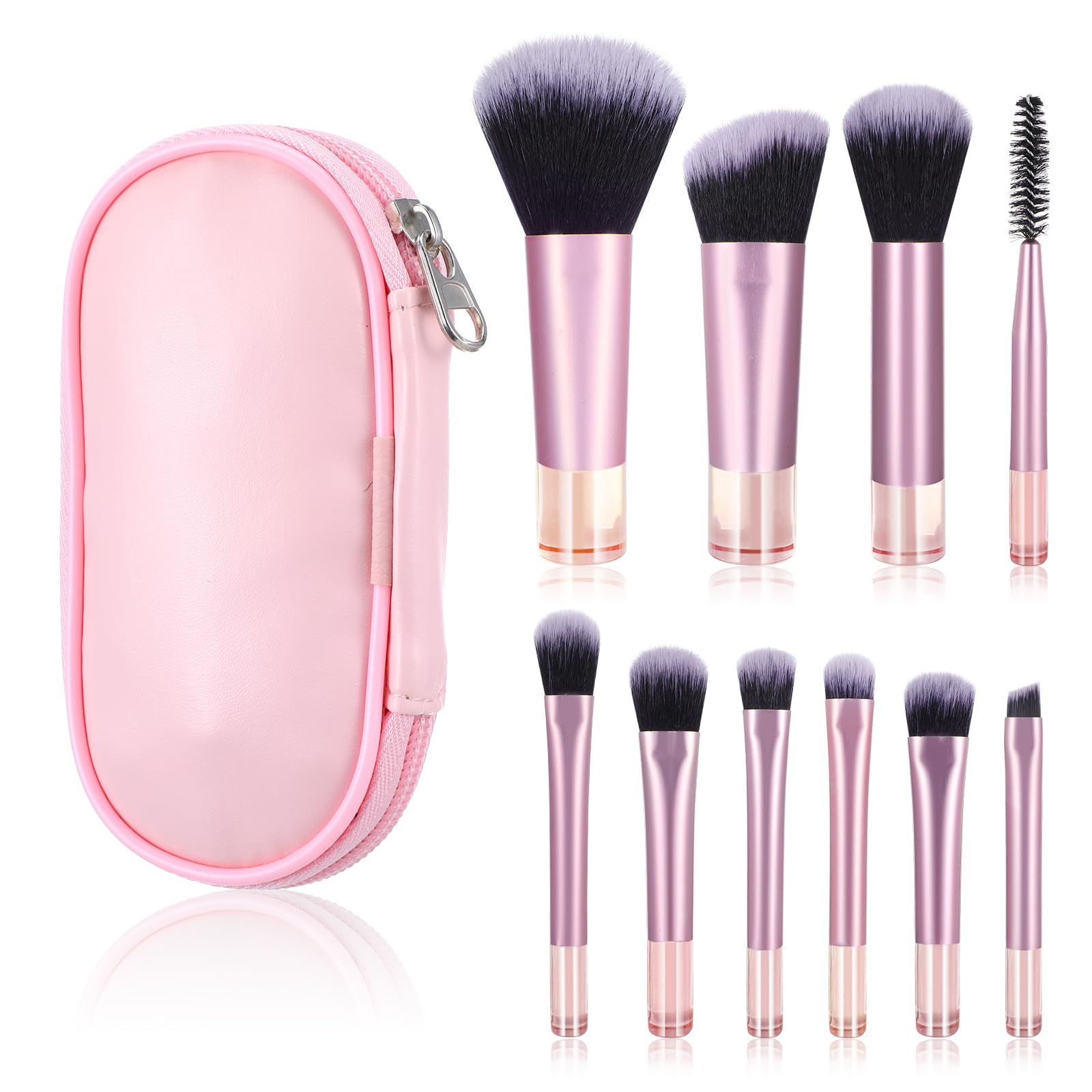 Amazon.com: 10 Pcs Travel Makeup Brush Set Pink Mini Makeup Brushes ...